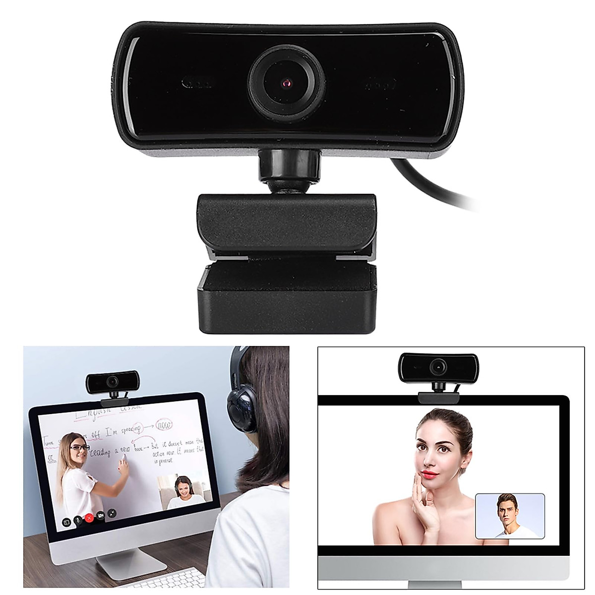 Yoidesu 143 Webcam, 4K PC Camera USB DriveFree Webcast and Builtin Microphone Adjustable Web Camera for Online Teaching, Video Meeting, Remote Work (Black)