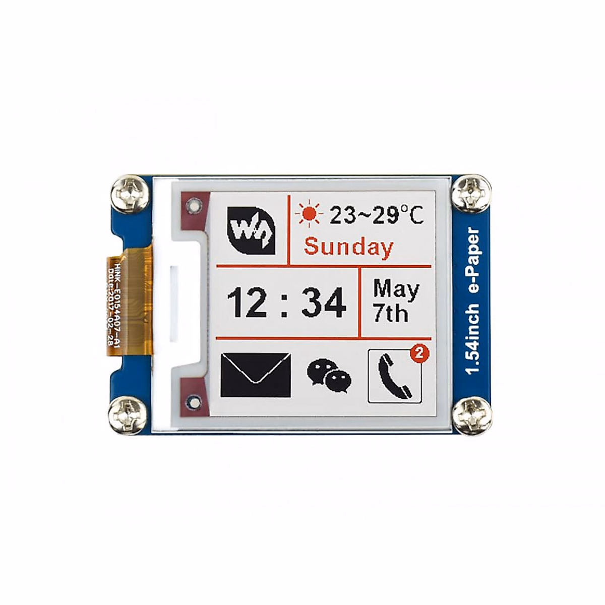 Coolwell Waveshare 1.54 Inch E-Ink Display HAT Epaper Display 200x200 SPI Interface Black White Red Color E-Paper Screen for Raspberry Pi 4B+ 4B 3B+ 3B 2B+ Zero W WH 2 W Jetson Nano