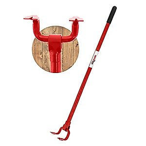 Deck Demon Wrecking Bar - 44 Inch Steel Deck Board Remover Tool - Save Time Removing Old Boards and Breaking Pallets - Heavy Duty, Non-Slip Handle with Dual Claw Head Nail Puller - Red, DD-201