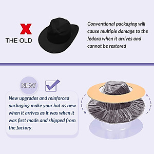 KUJUHA Wide Brim Fedora Two Tone Dress Hat, Black&blue, Large-X-Large