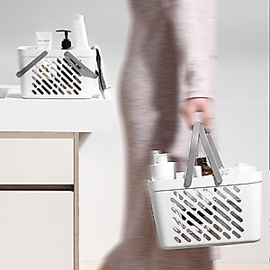 GMBYLBY Bath Basket With Handle Storage Organization Hollow Draining Container For Home Bathroom Shampoo Lotion Holder Bath Basket