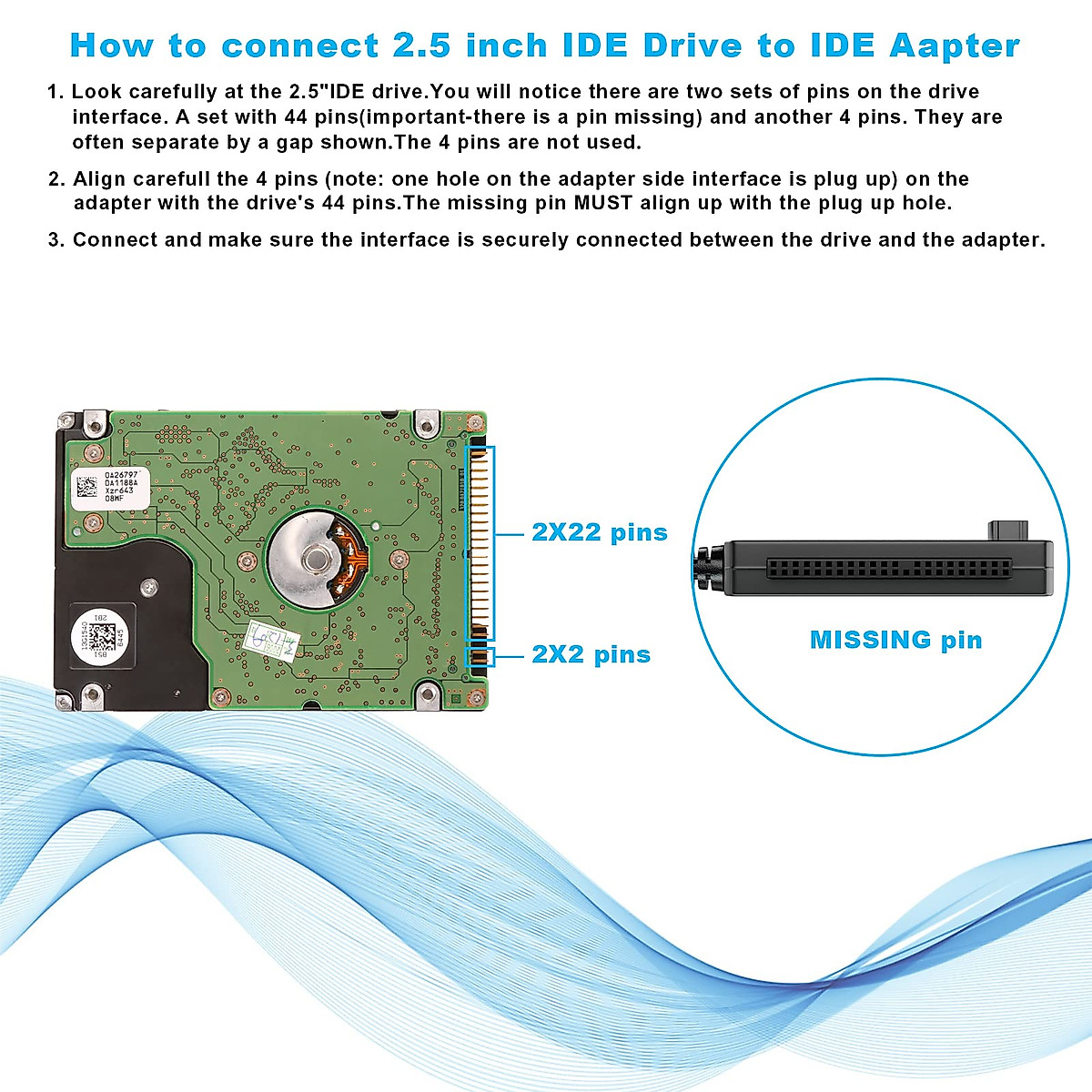 AGPTEK® SATA/PATA/IDE Drive to USB 2.0 Adapter Converter Cable for Hard Drive Disk HDD 2.5" 3.5", Compatible with USB 1.1/2.0/3.0, with External AC Power Adapter Included