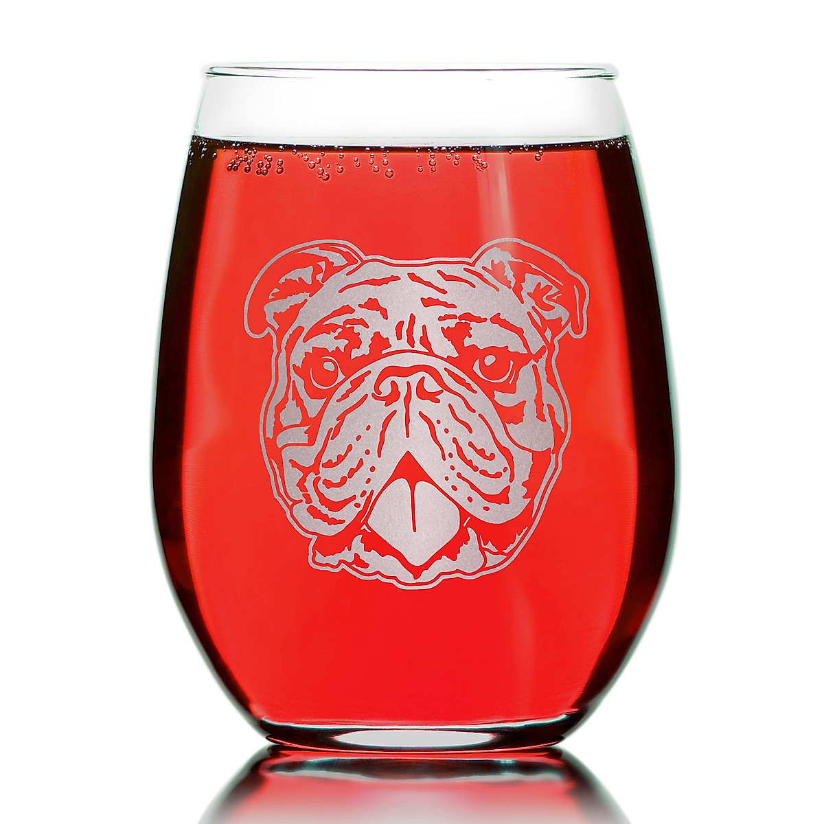 Promotion & Beyond Bulldog Face Cute Puppy Stemless Wine Glass - Funny Dog Mother Father Parent Owner Gift