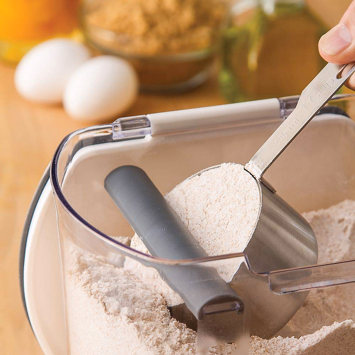 Progressive Prepworks ProKeeper 6 Piece Kitchen Clear Plastic Airtight Food Flour And Sugar Storage Organization Container Baking Canister Set, White