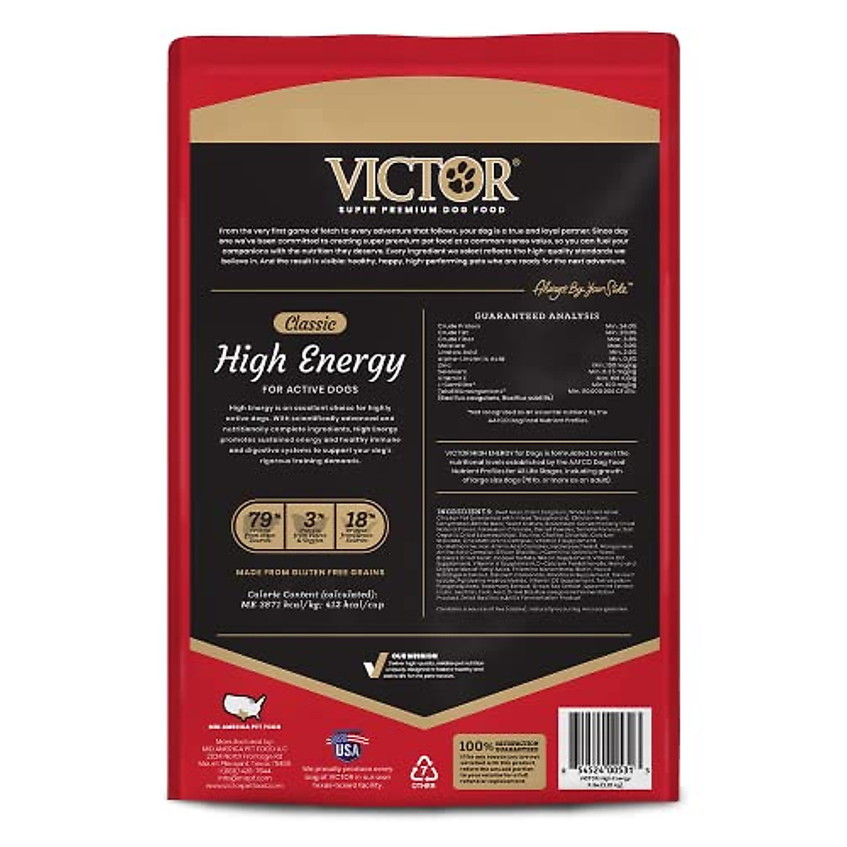 VICTOR Super Premium Dog Food – High Energy Dry Dog Food for Active Dogs – Gluten Free Dog Food with Beef and Chicken Meal Proteins for Sporting Dogs – All Breeds and All Life Stages, 5 lb