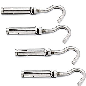M6 Open Cup Hook Expansion Bolt Screws 304 Stainless Steel Anchor Ceiling Hook Bolts Heavy Duty Bolts 5 Pack