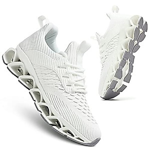 Wrezatro Women's Slip on Walking Running Shoes Blade Tennis Casual Fashion Sneakers Comfort Non Slip Work Sport Athletic Trainer White