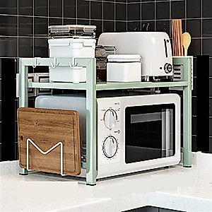 LUCBEI Microwave Oven Rack Kitchen Storage Rack, Microwave Oven Rack, Dish Rack, Tabletop, Table Top, Telescopic Multifunctional Seasoning Can Rack, Tableware, Double Layer Kitchen Storage Rack