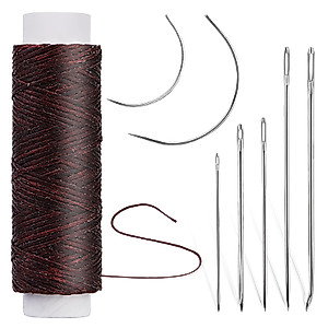Waxed Thread 32 Yards, Leather Sewing Waxed Thread with Hand Sewing Needles, Leather Sewing Thread Set for Home Upholstery Carpet Leather Canvas Repair and Sewing