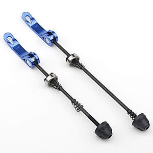 Ellbest 2 Pairs Blue Quick Release Bicycle Skewer Bicycle Hub Front & Rear Bicycle Axle Hollow Shaft Fit for Road Bike, Mountain Bike, MTB, BMX