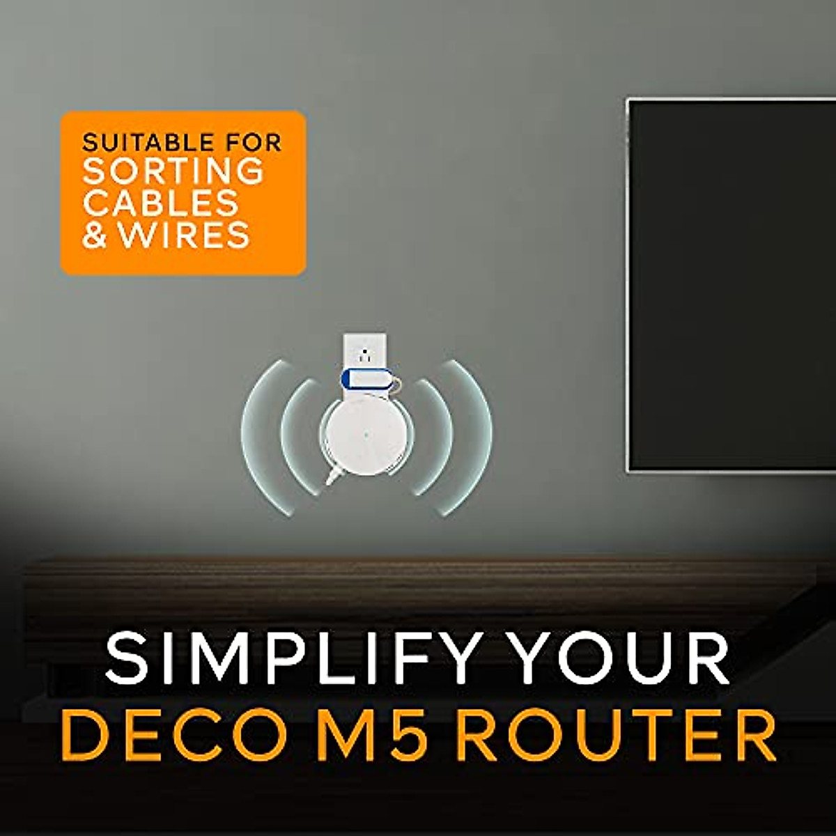 Bangcheer - Cable and Power Line Storage Boxes for WiFi Router, Easy-to-Install Deco Wall Mount Holder for Tp Link Deco M5, Blue