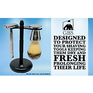 G.B.S Dual Stand for Razor & Brush Stand, Classic Black Matte