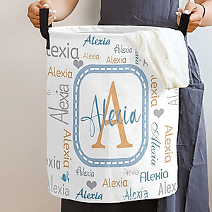Custom Name Laundry Basket for Livingroom Personalized Clothes Storage with Name for Family Customized Dirty Clothes Hamper with Text for Bedroom