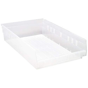 QUANTUM STORAGE SYSTEMS K-QSB110CL-2 2-Pack Plastic Shelf Bin Storage Containers, 17-7/8" x 11-1/8" x 4", Clear