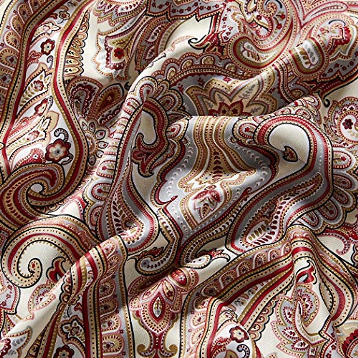 HLC.ME Paris Paisley Decorative Pattern Print Damask Pattern Thermal Insulated Semi-Blackout Energy Savings Room Darkening Grommet Window Curtain Panels for Bedroom - Set of 2 (50 W x 84 L, Spice Red)