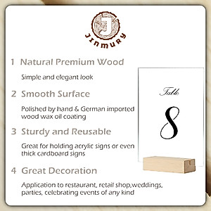 10 Pack Wooden Sign Holder- Beech Wood Table Number Holders Wood Place Card Holder Wood Stand for Acrylic Sign, Perfect for Wedding, Party, Event Table Centerpiece Decor (10 Pack 4.5 x 1.1 x 1 Inch)