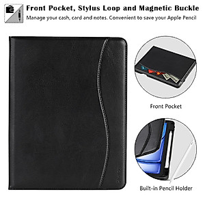 ZtotopCases for IPad Air 11 Inch M2(2024) Case, IPad Air 5th Generation (2022)/ 4th Generation (2020) 10.9 Inch Case with Pencil Holder, Multi-Angle Viewing Leather Folio Cover with Pocket, Black