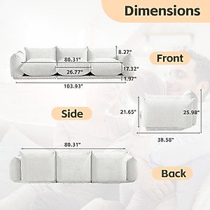 WJShome Modular Sectional Sofa,104" Chenilleyarn Minimalist Sofa Couch,3 Seater Convertible Couch Wide Living Room Sofa Sets for Office House，Beige