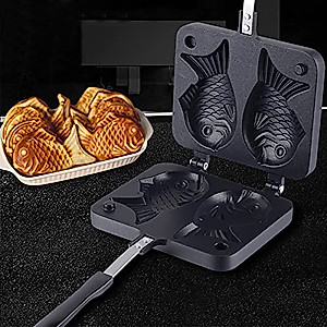 Hovico Taiyaki Japanese Fish-Shaped Pancake Double Pan, Waffle Cake Maker Pan Fish-Shaped Pancake Double Pan Mold for Home DIY Cooking Party Dessert