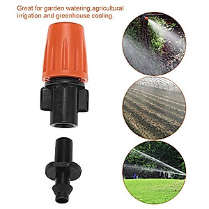 Hakeeta 50 Pcs Drip Irrigation Misting Nozzles, Sprinkler Head Atomizer, Watering Spray Nozzles, 2 Modes Adjustable: Water Mist and Water Column