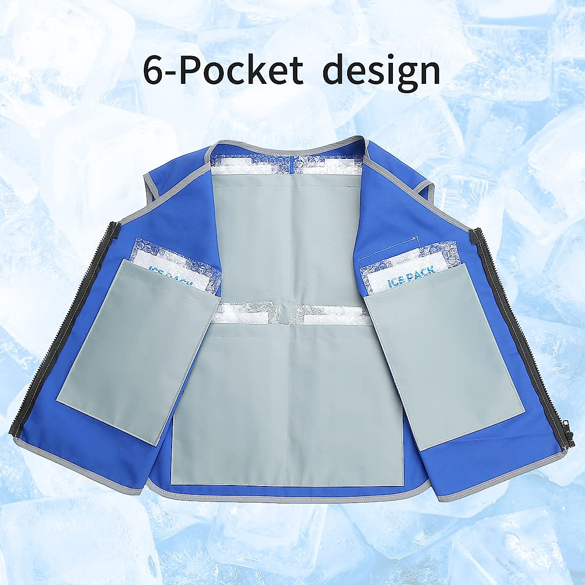 Cooling Vest for Men&Women for Hot Weather,Ice Reflective Vest with 24 PCS Ice Packs and Pockets, Cool Jacket for Working in the Heat