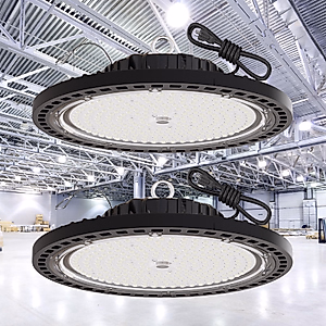 GGTH 2 Pack 200W UFO LED High Bay Light, 29000LM, 5000K, IP66 Waterproof, with US Plug 6ft Cable, Commercial Industrial Warehouse Shop Factory Barn Garage Area Lighting Fixture, ETL Listed