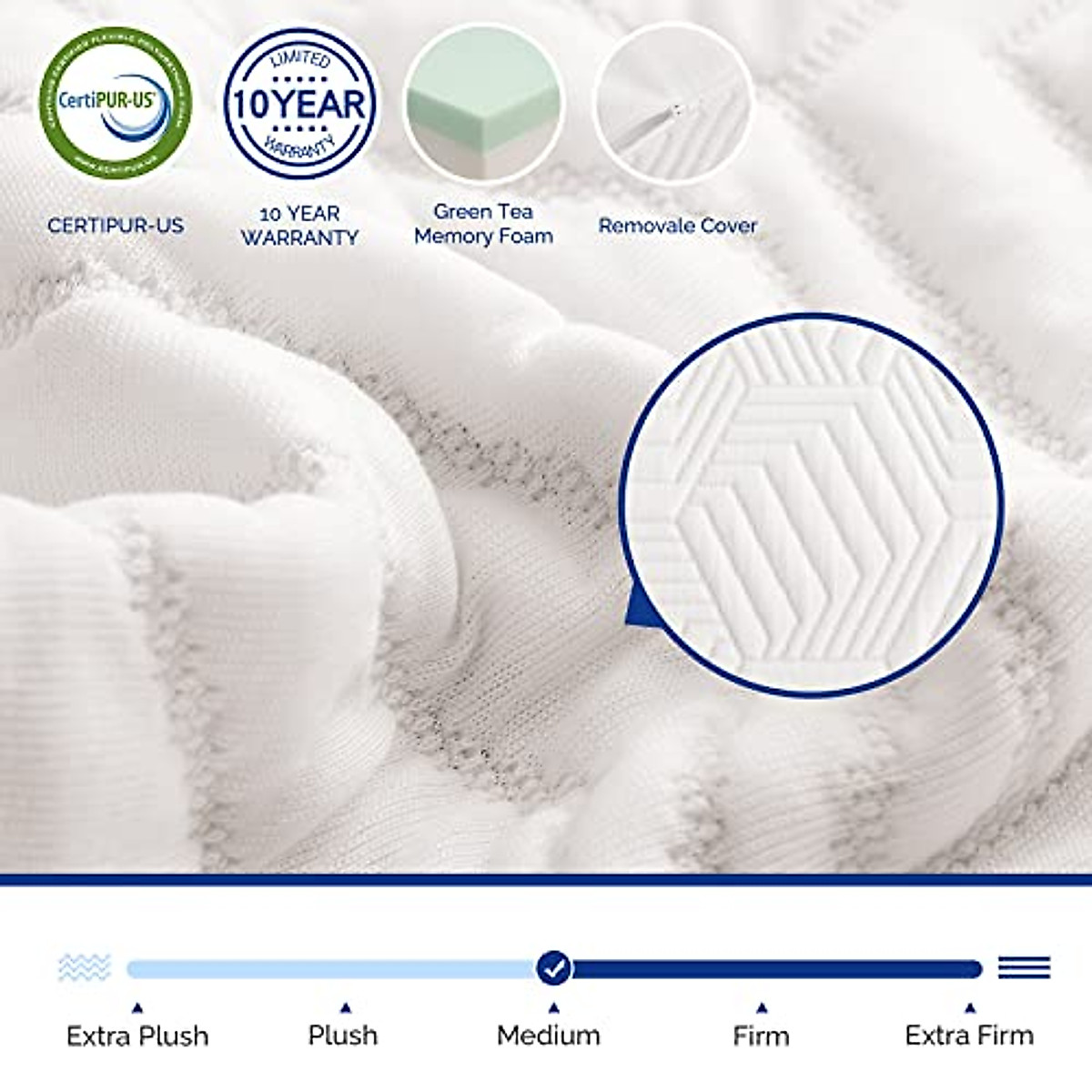 Airdown 10 Inch Twin Mattress, Green Tea Memory Foam Mattress for Kids Bunk Bed, Medium Firm, Bed-in-a-Box, CertiPUR-US Certified, Made in USA