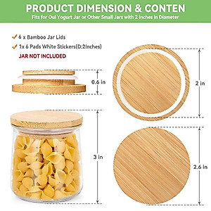 Lid Fits Oui Yogurt Jar, 4 Pack Bamboo Reusable Lids Wood Cover Compatible with Yoplait Yogurt Jar, Airtight & Dishwasher Safe