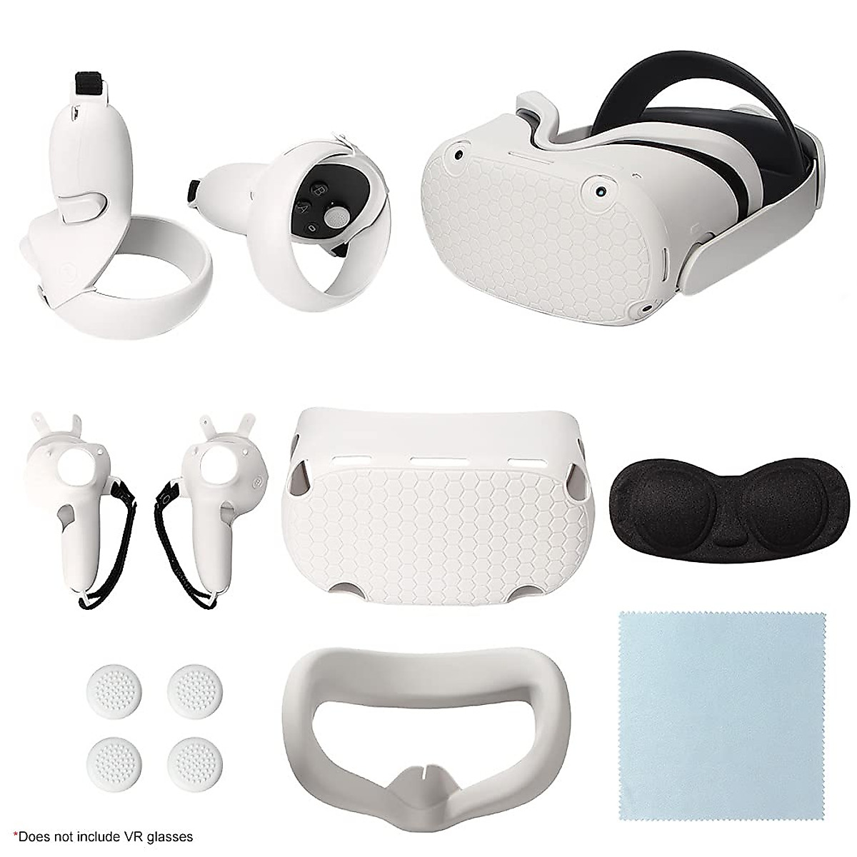 BWWNBY Soft Silicone Game VR Accessories Facial Pad Protective Cover Set VR Headset Cover Fit for Oculus Quest 2(Grey)