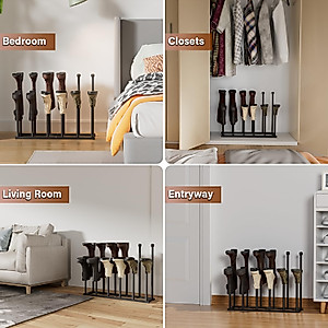 Tigerden 22.5 Inches Free Standing Shoe Racks, Tall Black Metal Boot Rack Organizer for 6 Pairs, Knee-High Boot Storage Shelf for Closet, Bedroom, Entryway, Hallway, Black