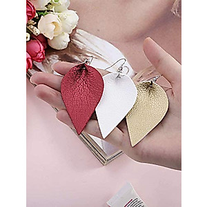 Jetec 8 Pairs Faux Leather Earring Set Leather Leaf Earring Petal Dangle Drop Earring for Birthday Women Girl