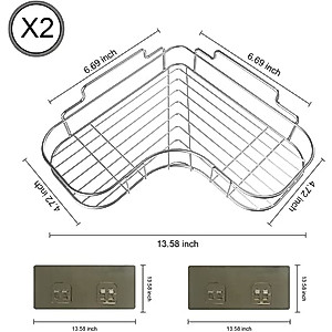 2 Pack Bathroom Hanging Shelf ,No Drilling Shower Caddy Basket Corner Shelf Stand Storage Organizer for Bathroom Kitchen Toilet,Shower Corner Caddy with 4 Traceless Adhesive Hooks