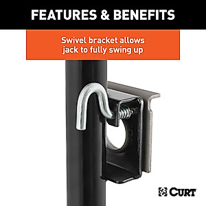 CURT 28300 Weld-On Bracket-Style Swivel Trailer Jack, 2,000 lbs. 10-1/2 Inches Vertical Travel, CARBIDE BLACK POWDER COAT