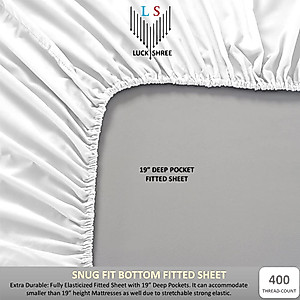 400 Thread Count Pure 100% Egyptian Cotton Sheet Set, Twin Size Bedsheet, 19 Inch Deep Pockets of Fitted Sheet - 4 Piece Soft Breathable Sateen Weave Hotel Bedding 400-TC - Chocolate Solid