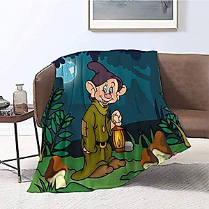 Dopey Lantern- Ultra Soft Throw Blanket Flannel Fleece All Season Light Weight Living Room Bedroom Warm Blanket 80×60inch L M