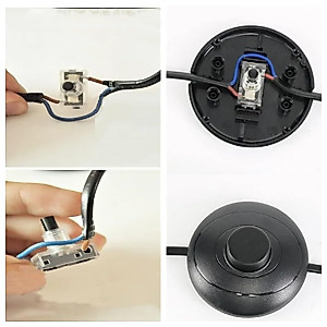 Tsnamay Black Floor Foot Switch,Round Floor Foot Switch Inline, Plastic Inline Foot Pedal Lamp Switch w/Push Step-on-Button for LED Light On-Off Control