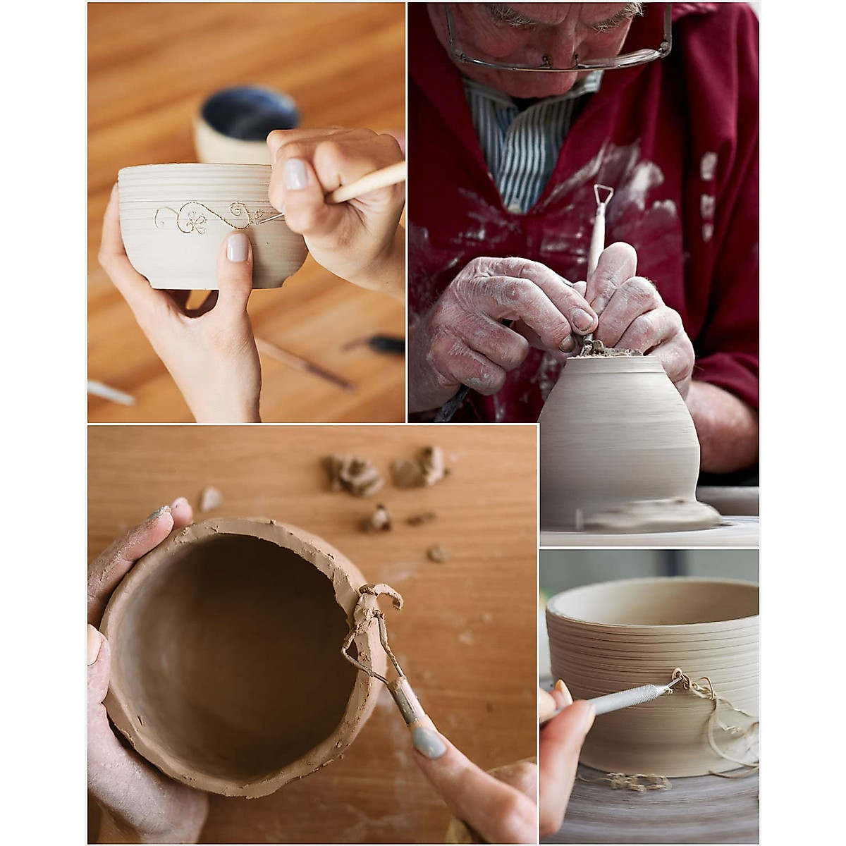 WuliYobo Clay Tools Kit, 42 PCS Polymer Clay Tools with a Storage Bag for Pottery Artists,Pottery Tools Double Sided Carving Tools Sculpting Tools.