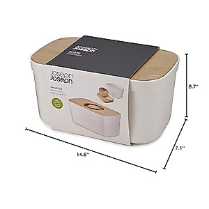Joseph Joseph Bread Box with Removable Bamboo Cutting Board,White