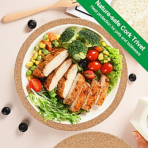 Cork Trivet, 4 Pack High Density Thick Cork Coasters Set for Hot Dishes, 8 Inch Heat Resistant Multifunctional Cork Trivets for Hot Dishes, Hot Pads for Kitchen, Table, Countertops