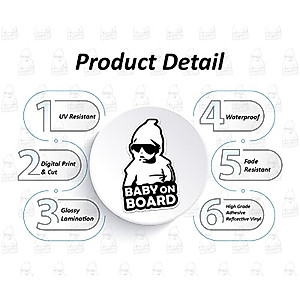 Evoque Sellers Baby on Board Sticker for Cars (Pack of 02) Baby on Board Reflective Decal Print and Cut Digital Printed, Baby on Board Sign