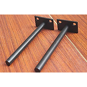 16 Pcs 6" Black Solid Steel Floating Shelf Bracket Blind Shelf Supports - Hidden Brackets for Floating Wood Shelves - Concealed Blind Shelf Support – Screws and Wall Plugs Included