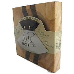 Yupik Ulu Knife/Bowl Set Walnut Handle w/ 6" Polar Bear Etched Blade