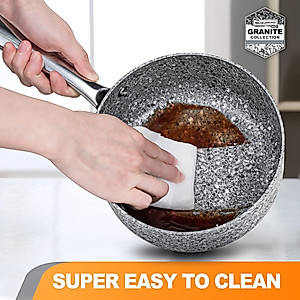 MICHELANGELO Saucepan with Lid 3 Qaurt, Ultra Nonstick Sauce Pan with Non toxic Stone-Derived Coating, Sauce Pot & Saucepan Set with Lid 1 Quart & 2 Quart