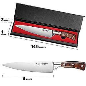 Professional Chef Knife 8 Inch, Kitchen Knife Made of AUS-10V Super Stainless Steel, Chefs Knife with a triple-riveted Ergonomic Handle,Sharp Cooking Knife with Gift Box