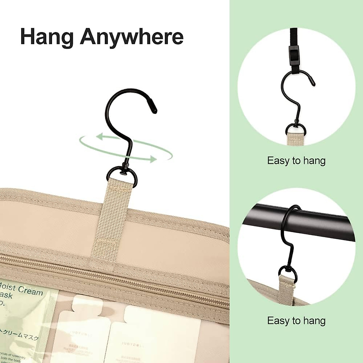 Innovatronic Toiletry Bag Travel Bag with Hanging Hook, Travel Organizer, Water-resistant Makeup Cosmetic Bag Travel Organizer for Accessories, Shampoo, Toiletries (black)