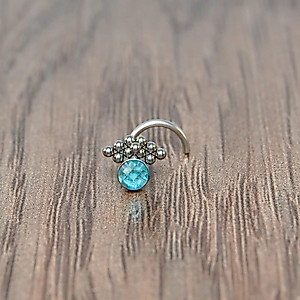 CZ Nose Stud Titanium - Nose Pin 20g - Nostril Jewelry 18g - Nose Ring 22g - Nose Earring - Nose Bone Stud 16g (Gauge Size: 22g; Style: L Shape)