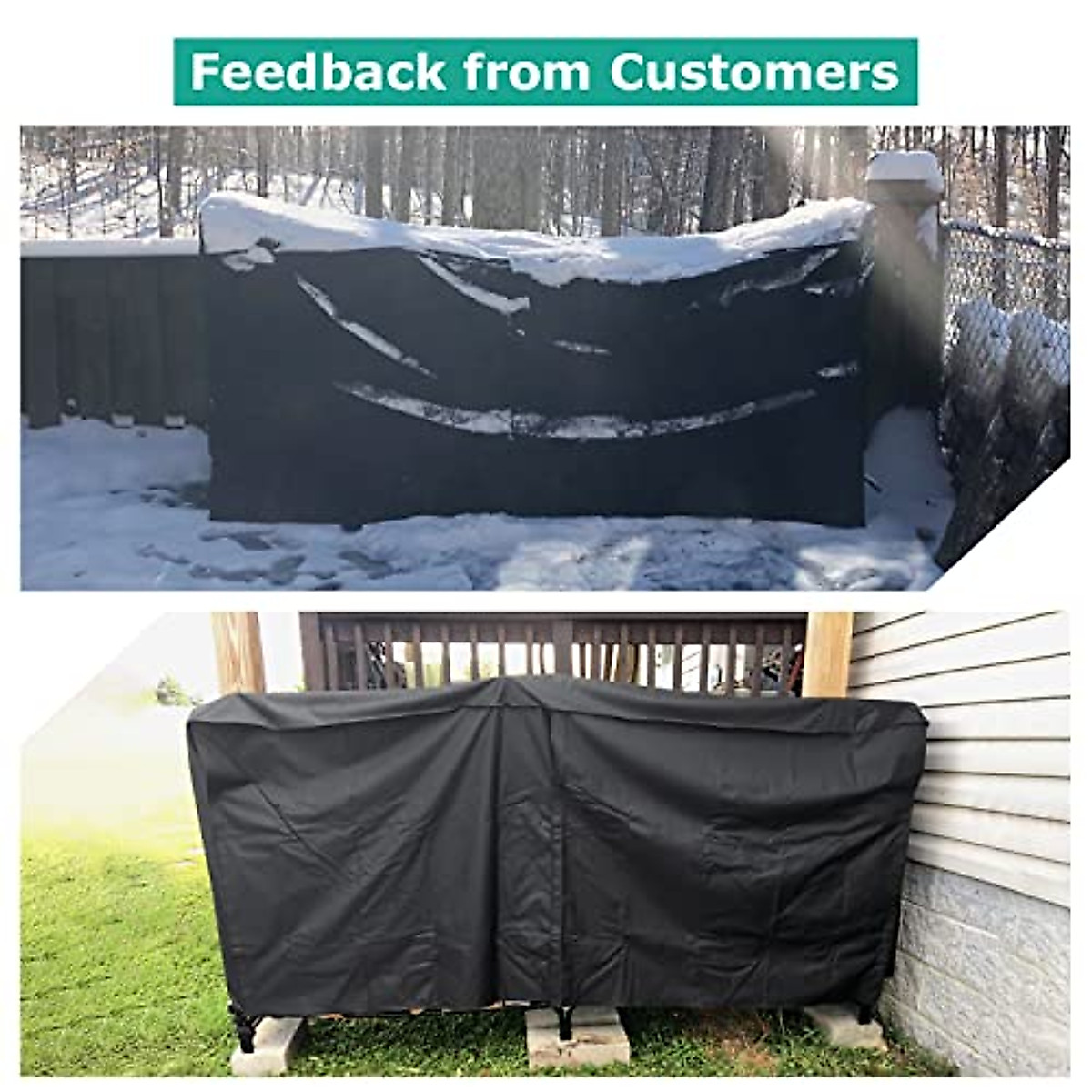 SunPatio Outdoor Firewood Rack Cover 8 Feet, Heavy Duty Waterproof Log Rack Cover, FadeStop Wood Rack Cover with Fastening Straps, All Weather Protection, 98" L x 24" W x 42''H, Black