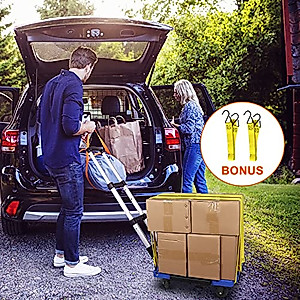 KelejakaMT Folding Hand Truck, 330 LB Heavy Capacity Luggage cart - 360° Rotating Platform Cart with Swivel Locked Casters and 2 Bungee Cords, Hand Cart is Suitable for Travel Shopping Moving Office