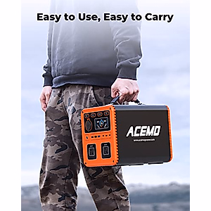 ACEMO Portable Power Station 666Wh LiFePO4 Battery Power Station with 2x700W(Surge 1000W) AC Outlets, 360W AC Inputs Fast Charging Solar Generator for Camping, Home Backup, Emergency