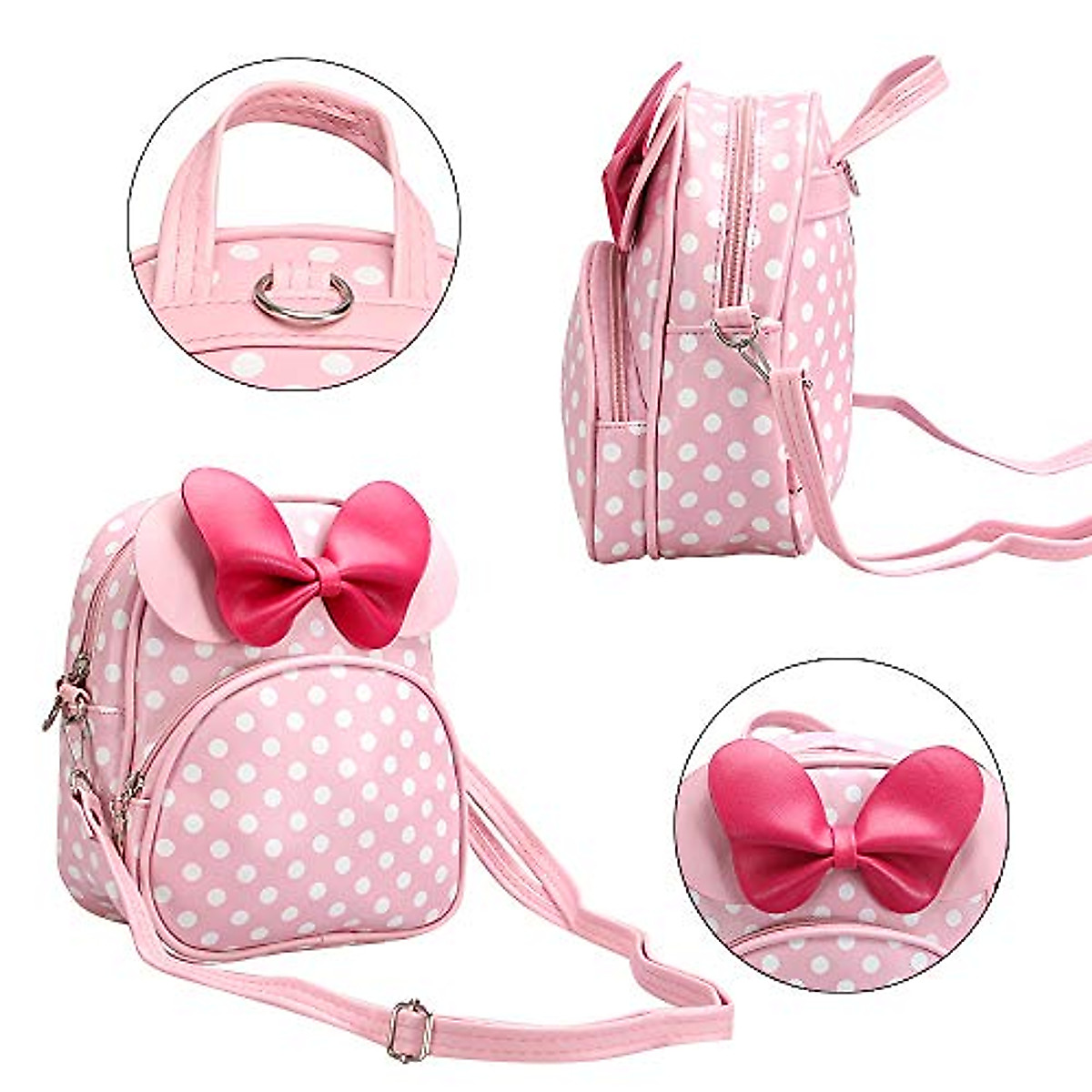 Voikukka Cute Little Girls Backpack Convertible Women Crossbody Purse Leather Mini Backpack Purse Pink Toddler Backpack Small Daypack Kids Travel Bag Ladies Backpack